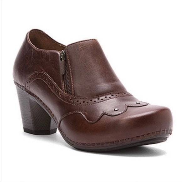 Dansko | Shoes | Dansko Professional Nancy Brown Leather Scalloped Stud Ankle Boots Booties Sz4 ...